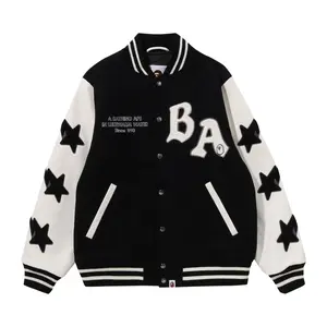 A BATHING APE Relaxed Fit Varsity Jacket - Black