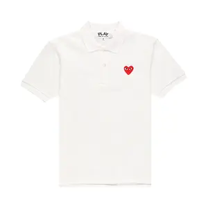Play Comme Des Garcon Play Polo Shirt With Red Heart - White
