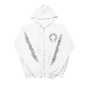 Chrome Hearts Floral Cross Zip Hoodie - White
