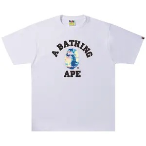 A BATHING APE Tie Dye College Tee /navy - White