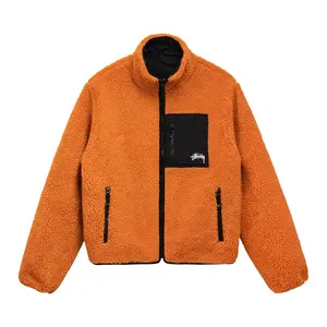 StüSsy Reversible Sherpa Jacket - Orange | Editorialist