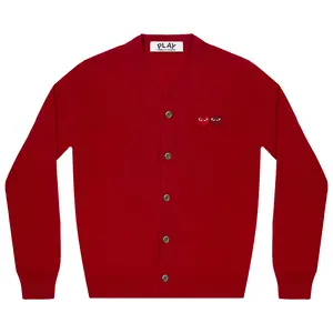 Play Comme Des Garcon Double Heart Cardigan - Red