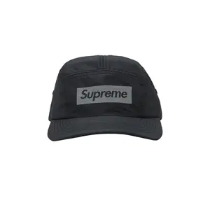Supreme Reflective Jacquard Logo Camp Cap - Black