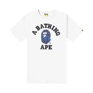 A BATHING APE Sand Camo College Tee /navy - White