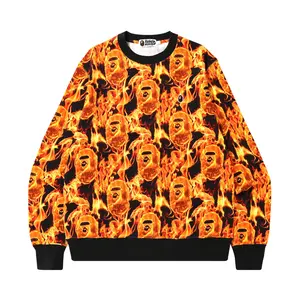 A BATHING APE Flame Wide Crewneck
