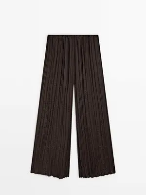 Massimo Dutti Wide-leg Creased-effect Trousers Studio