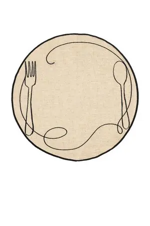 MISETTE Embroidered Linen Placemats Set Of 4 In Cream - Line Drawing