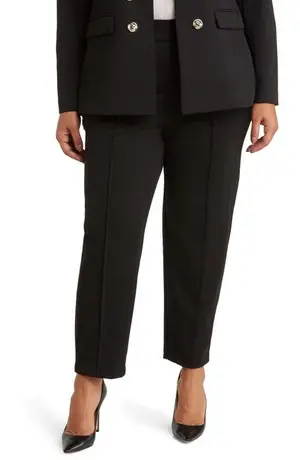TAHARI ASL Pintuck Tapered Leg Trousers - Black