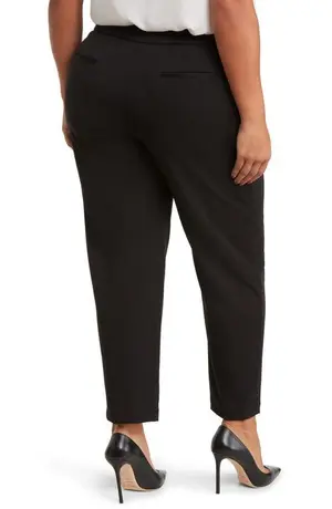 TAHARI ASL Pintuck Tapered Leg Trousers - Black