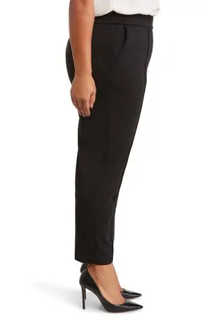TAHARI ASL Pintuck Tapered Leg Trousers - Black