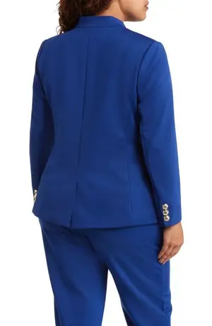 TAHARI ASL Faux Double Breasted Ponte Blazer - Cobalt