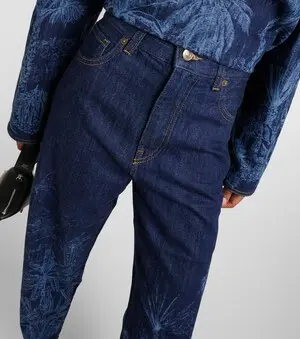 Alanui Jungle Printed High-rise Jeans - Blue