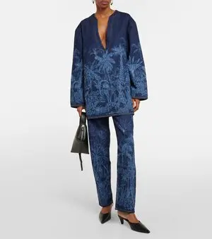 Alanui Jungle Printed High-rise Jeans - Blue