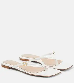 GIANVITO ROSSI Patent Leather Thong Sandals - White