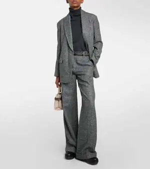 Brunello Cucinelli Herringbone Flared Trousers - Grey