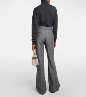 Brunello Cucinelli Herringbone Flared Trousers - Grey