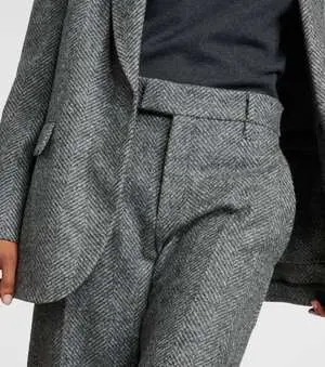 Brunello Cucinelli Herringbone Flared Trousers - Grey