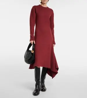 JIL SANDER Asymmetric Wool Midi Dress