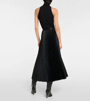 Alaïa Pleated Croc-effect Midi Skirt