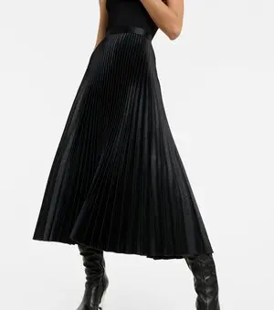 Alaïa Pleated Croc-effect Midi Skirt