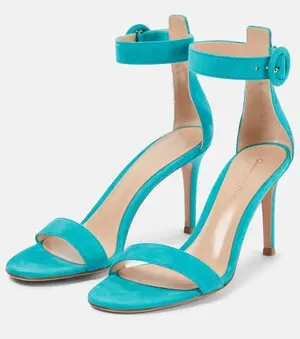 GIANVITO ROSSI Portofino 85 Suede Sandals - Blue