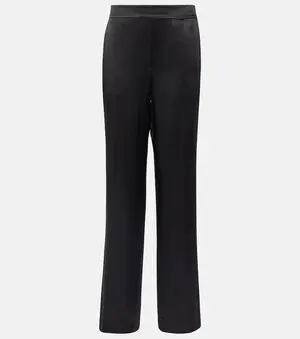 JOSEPH Tova Silk Satin Straight Leg Pants - Black