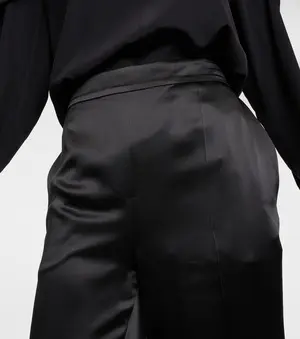 JOSEPH Tova Silk Satin Straight Leg Pants - Black