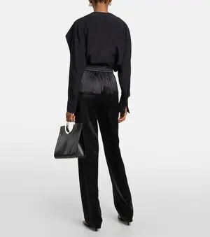 JOSEPH Tova Silk Satin Straight Leg Pants - Black