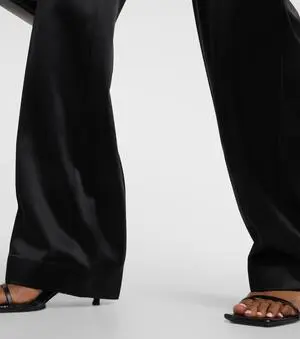 JOSEPH Tova Silk Satin Straight Leg Pants - Black
