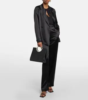 JOSEPH Tova Silk Satin Straight Leg Pants - Black