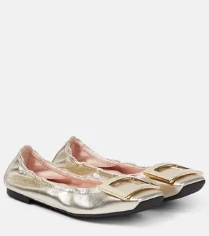 Roger Vivier Gold Tone Flats For Women