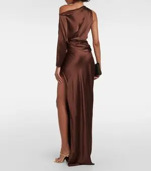 THE SEI Draped One-shoulder Silk Gown
