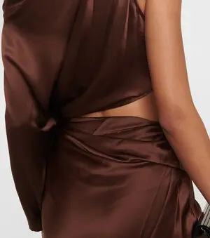 THE SEI Draped One-shoulder Silk Gown