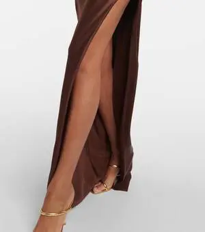 THE SEI Draped One-shoulder Silk Gown