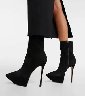 Amina Muaddi Yigit 150 Suede Ankle Boots