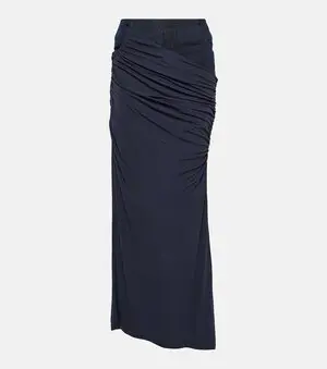 Christopher Esber Ruched Denim Maxi Skirt