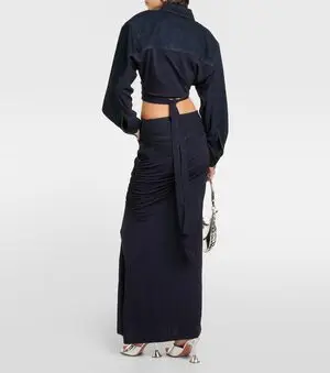 Christopher Esber Ruched Denim Maxi Skirt
