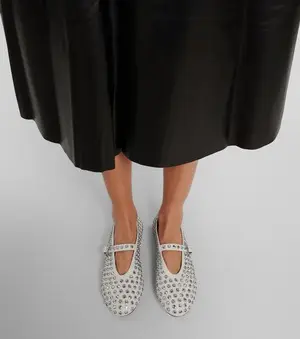 Alaïa Crystal-embellished Leather Ballet Flats - White
