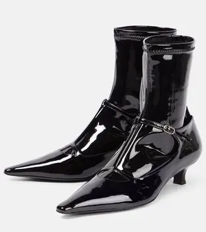 THE ROW Cyd Patent Leather Ankle Boots