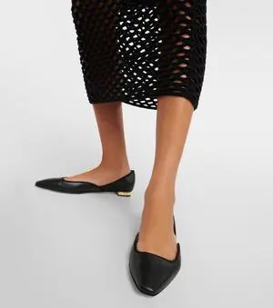 AQUAZZURA Maia Leather Ballet Flats - Black