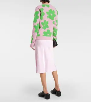 JIL SANDER Floral Wool-blend Crewneck Sweater