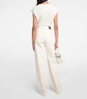 Brunello Cucinelli Garment-dyed Wide-leg Jeans - White