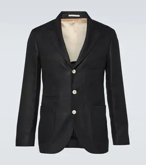Brunello Cucinelli Linen, Wool, And Silk Blazer - Black