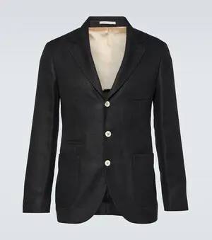 Brunello Cucinelli Linen, Wool, And Silk Blazer - Black