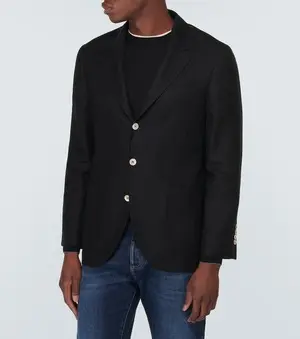 Brunello Cucinelli Linen, Wool, And Silk Blazer - Black
