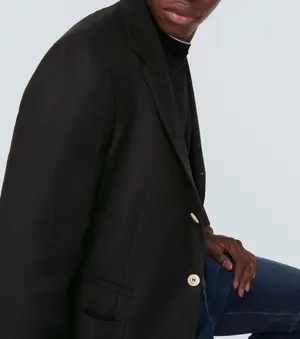Brunello Cucinelli Linen, Wool, And Silk Blazer - Black