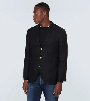Brunello Cucinelli Linen, Wool, And Silk Blazer - Black