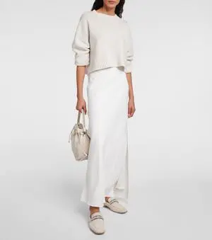 Brunello Cucinelli Maxi Skirt In Twill - Neutrals