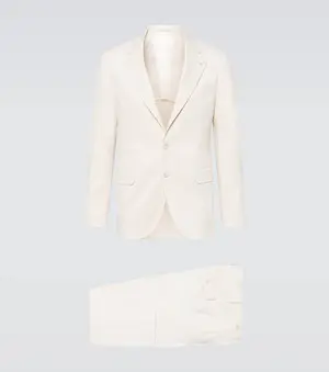 Brunello Cucinelli Cotton And Cashmere-blend Suit - Beige