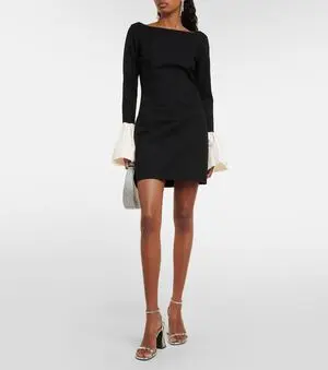 Staud Hawthorne Taffeta-trimmed Minidress - Black